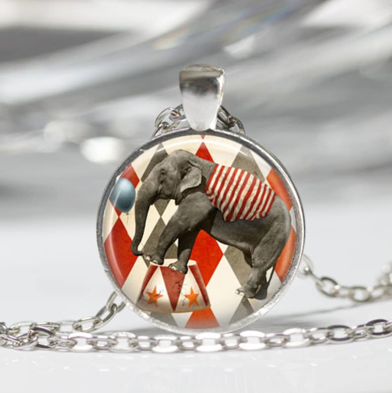 Circus Jewelry Elephant Necklace Three Ring Big Top Carnival - Etsy