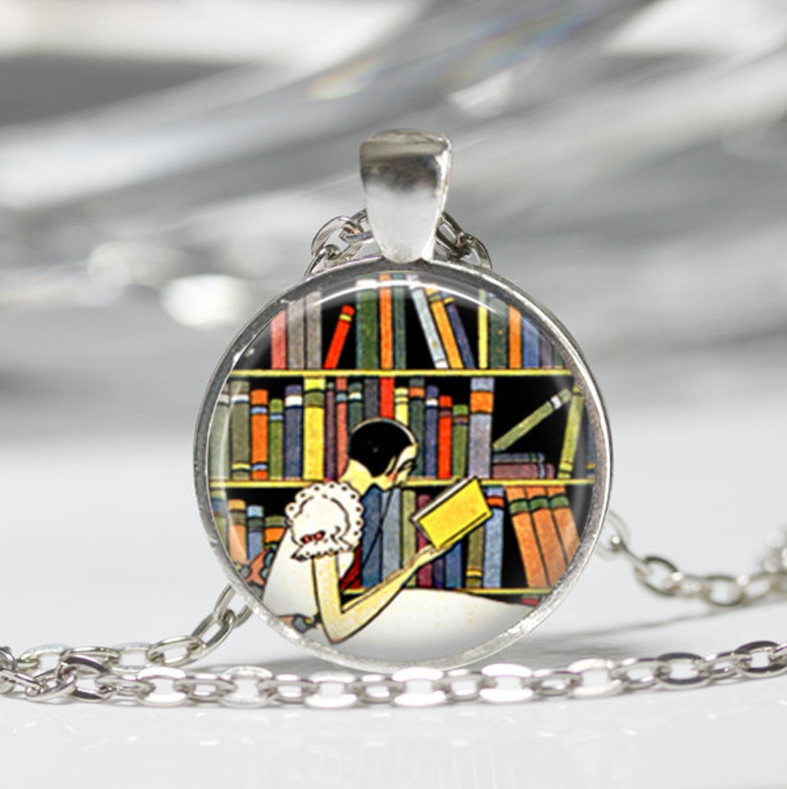 Librarian Necklace Book Jewelry Reading Bibliophile Library - Etsy
