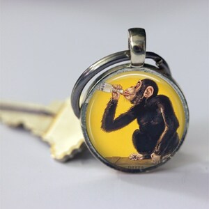 Funny Keychain Drunk Monkey Chimpazee Vintage Liquor Advertisement Key ...