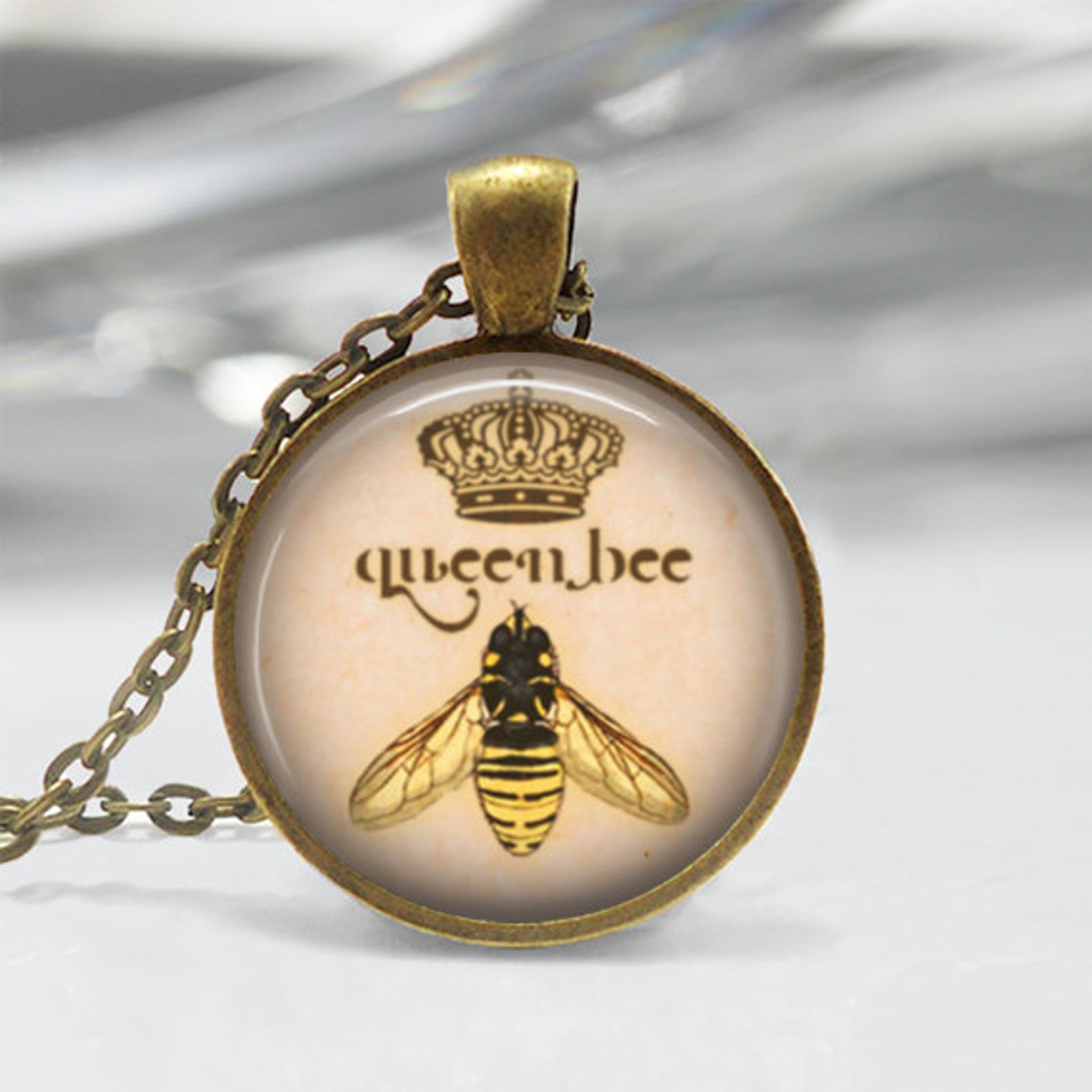 Queen Bee Necklace Entomology Honeybee Bumble Bee Diva Art Pendant in ...
