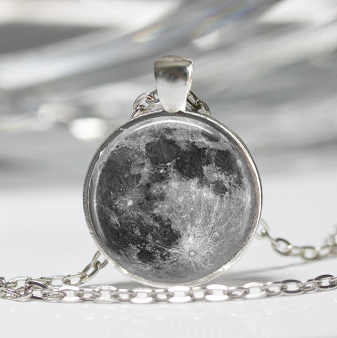Full Moon Necklace Astronomy Jewelry Solar System Outer Space Art ...