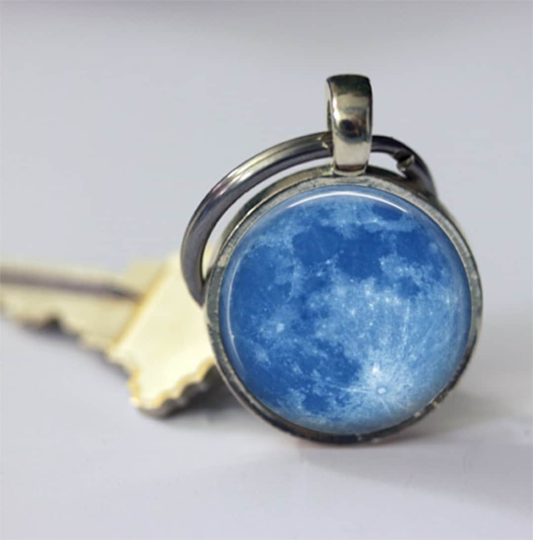 Blue Moon Keychain Full Moon, Astronomy, Outer Space Key Chain, Key Fob ...