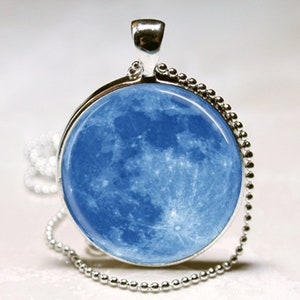Blue Moon Necklace Full Moon Jewelry Solar System Outer Space Science ...