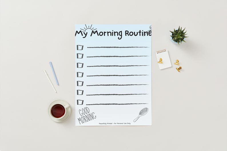 Kids Routine Chart Printable | Morning Checklist PDF | Daily Routine ...