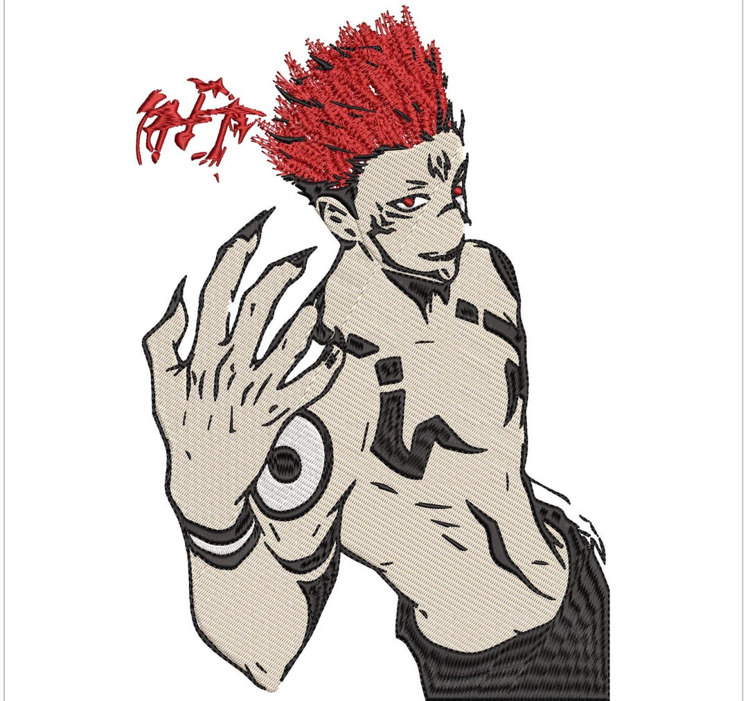 Sukuna Embroidery Design - Jujutsu Kaisen Anime Machine Embroidery File ...