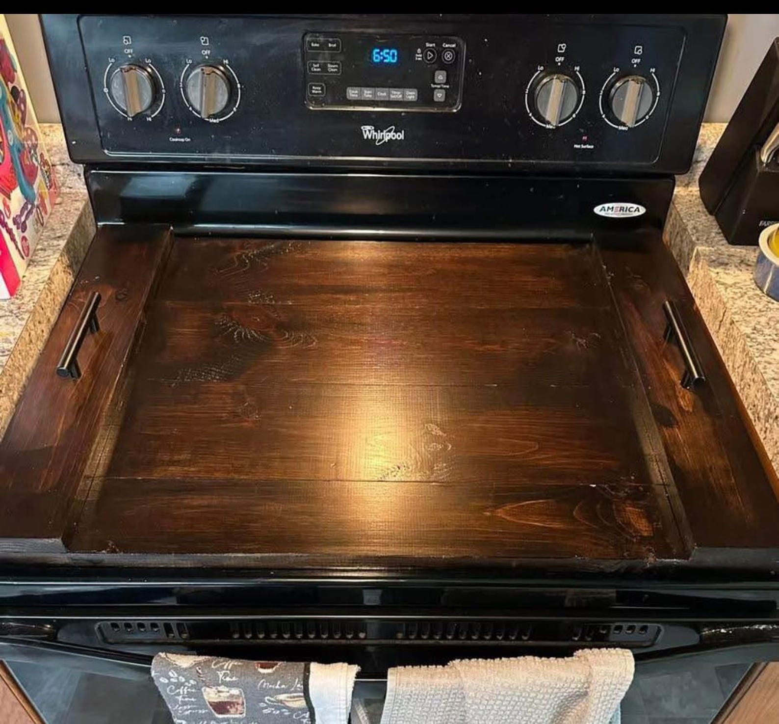 Custom Wood Stove Cover / Noodle Board With Monogram – Rustic Kitchen ...