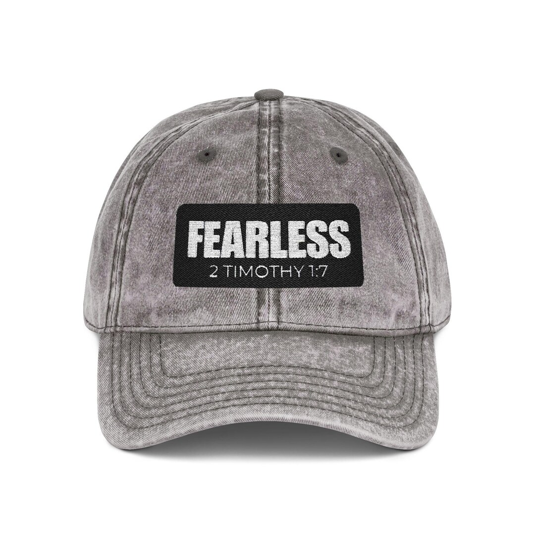 Fearless Vintage Embroidered Cap | 2 Timothy 1:7 Christian Hat ...