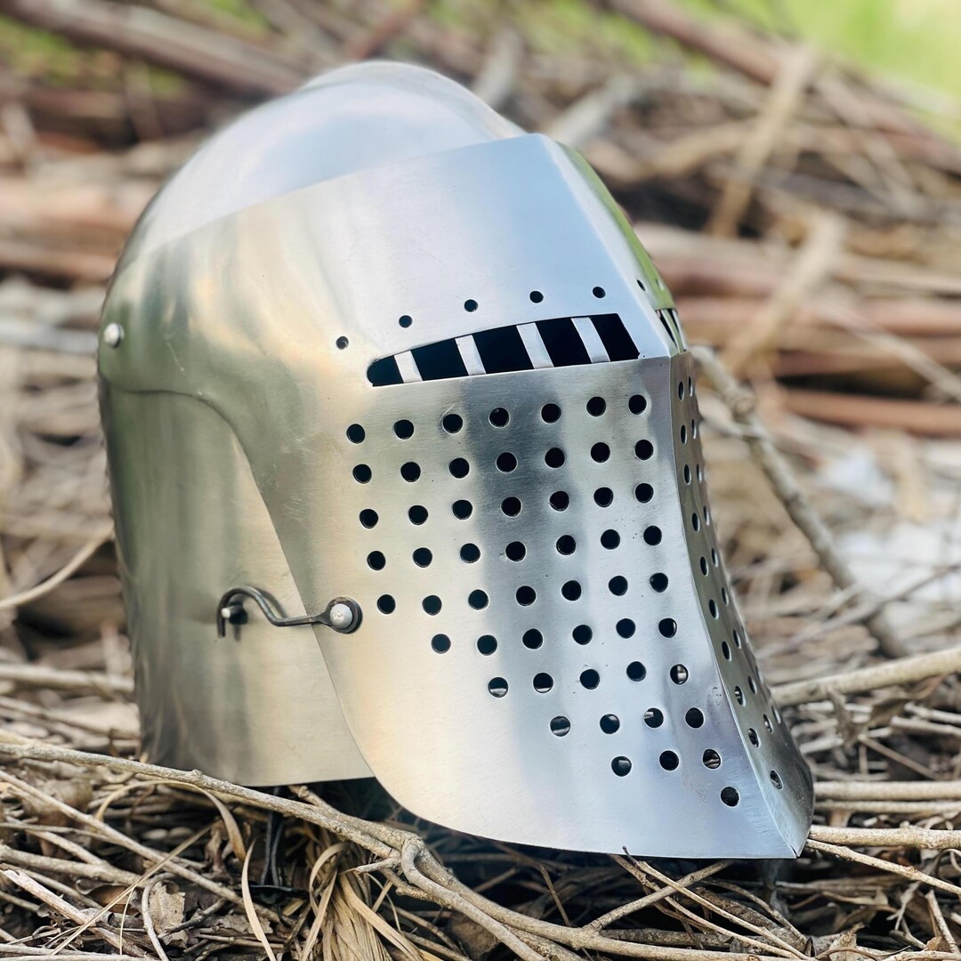 Barbute Bascinet Helmet | Medieval Knight Armor 18g Mild Steel Helmet ...