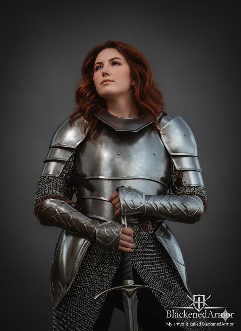 Lady Knight Full Armor Suit: Women's Medieval Cosplay, Steel Chainmail ...
