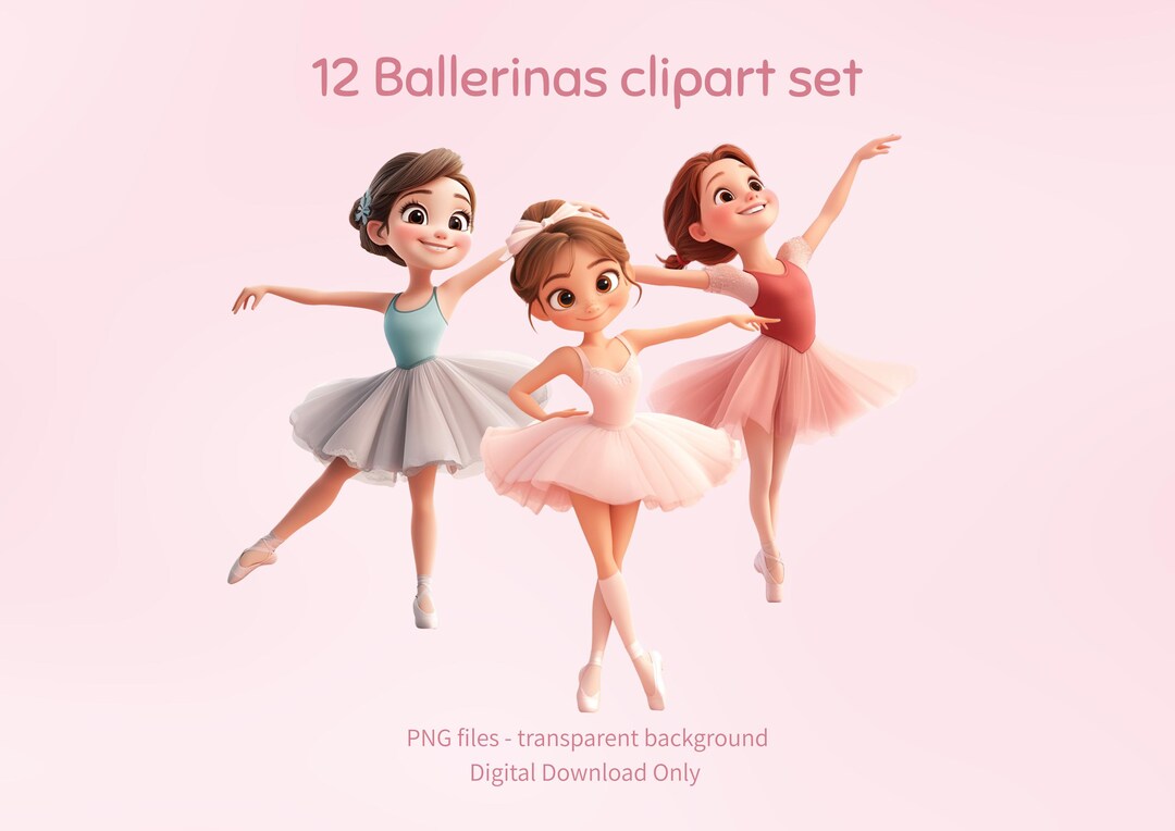 12 Ballerinas Clipart Set - Etsy