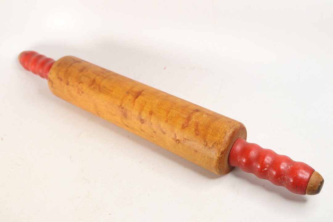 Vintage Rolling Pin Red Handled Rolling Pin Bird's Eye - Etsy