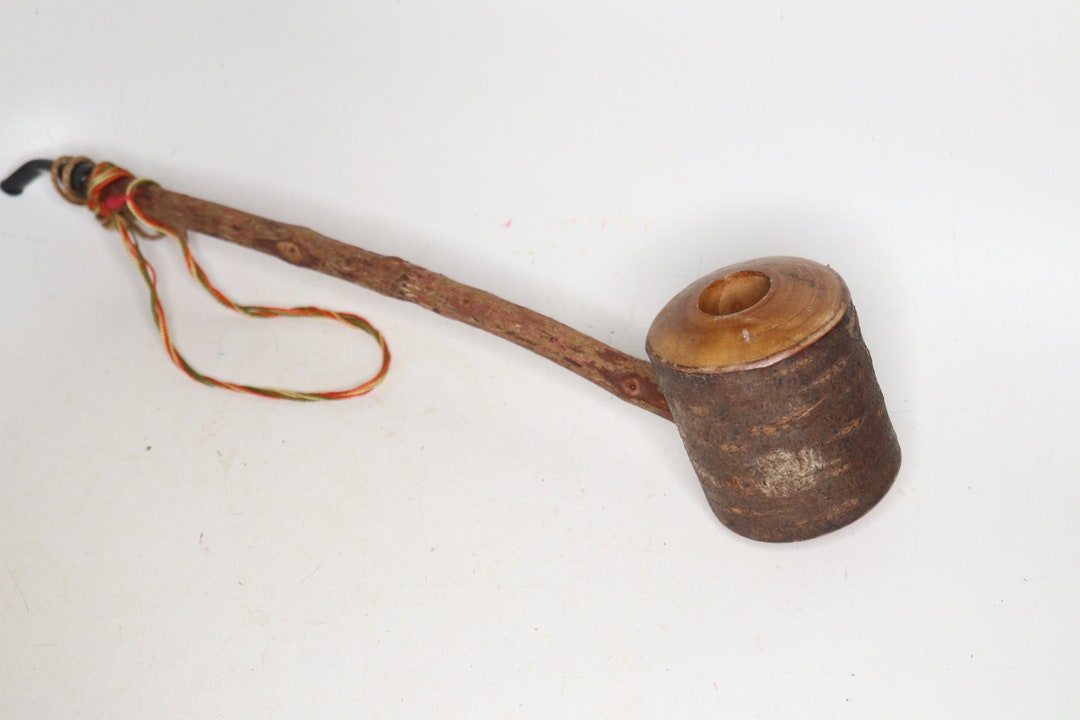 Vintage Cherry Wood Smoking Pipe Made in France Hand Turned Ends Long ...