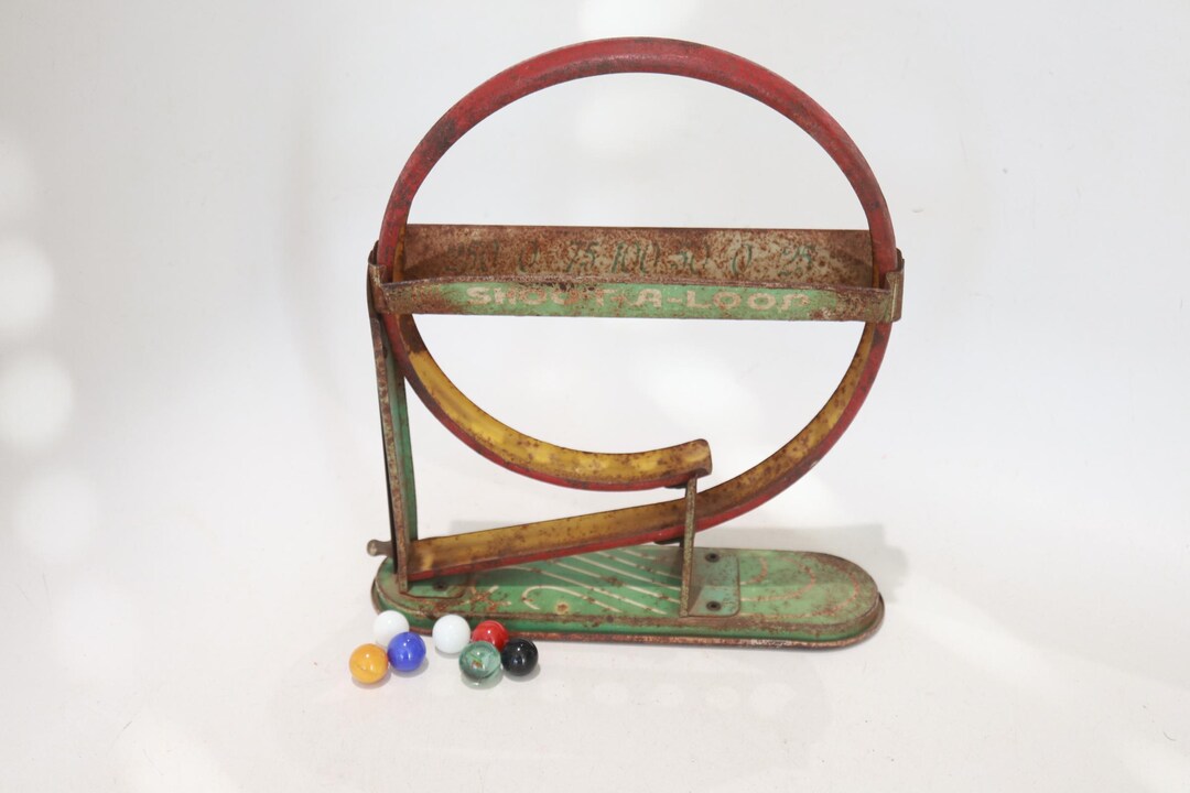 Vintage Shoot-a-loop Marble Game Tin Toy Marble Game Rustic Condition ...