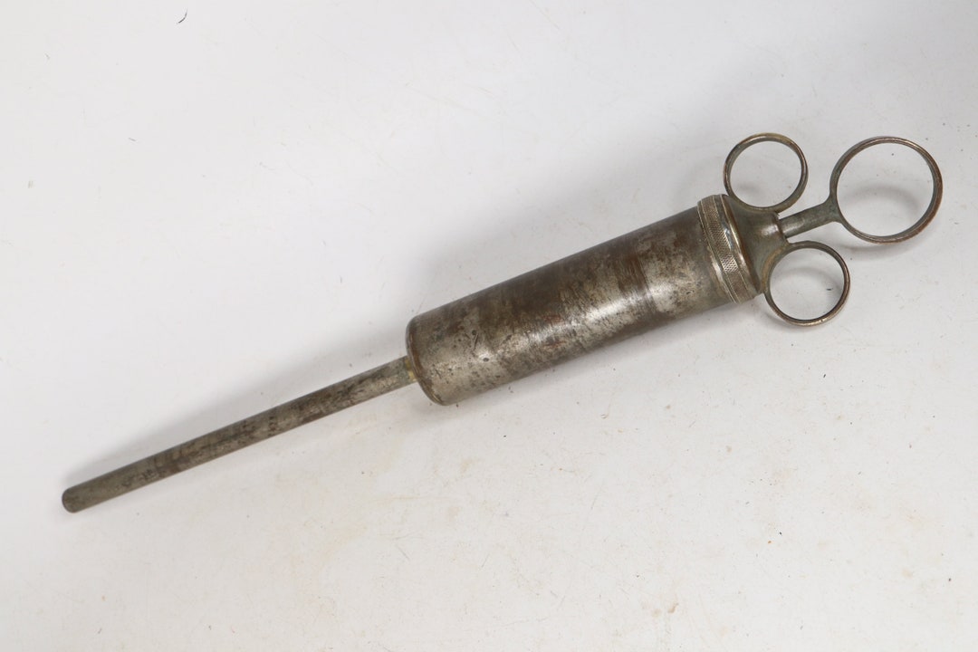 Antique Brass Syringe Nickel Plate Over Brass Hand Held - Etsy