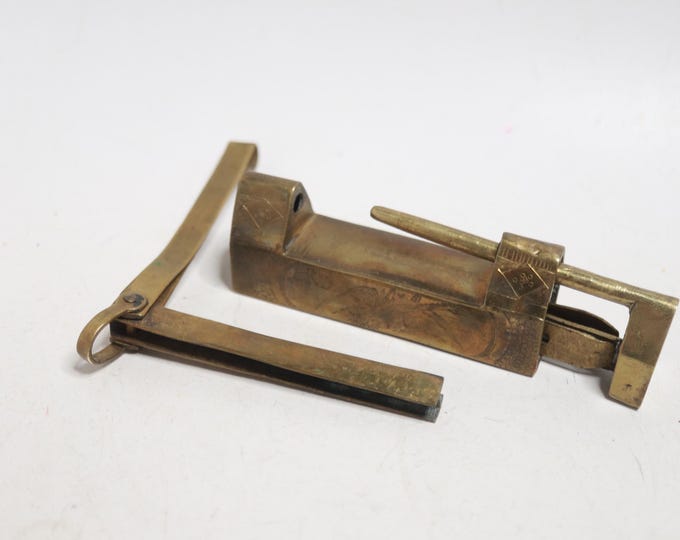 Vintage Chinese Brass Box Lock With Key - Oriental Brass Lock - Chinese ...