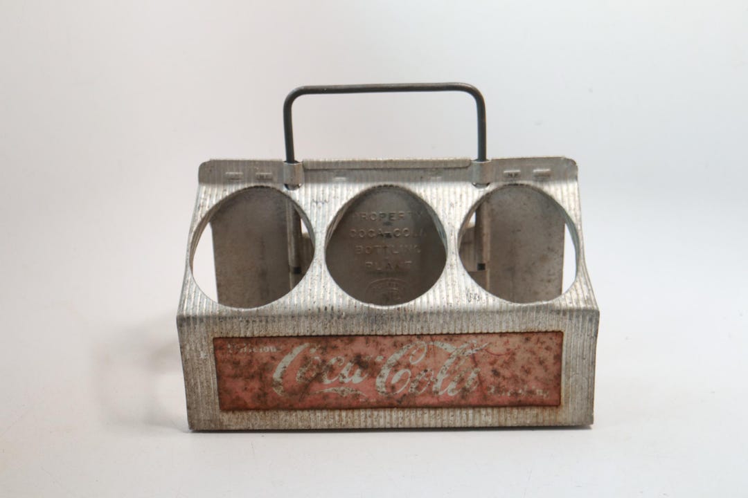 Vintage Coca Cola Bottle Holder Corrugated Aluminum Handle Works Still ...