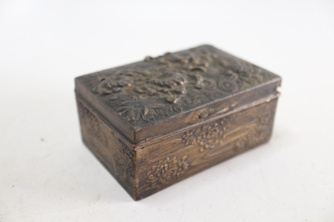 Antique Metal Jewelry Box - Jewelry Casket - Trinket Box - Art Nouveau ...