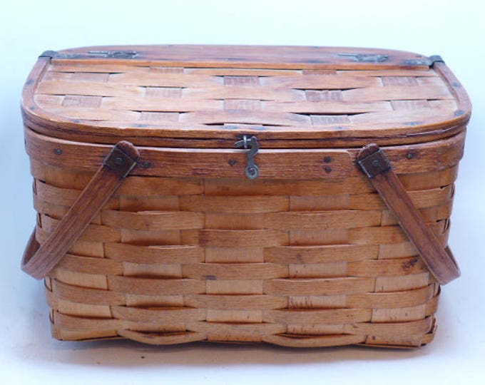 Antique Picnic Basket - Vintage Picnic Basket - Antique Basket - West ...