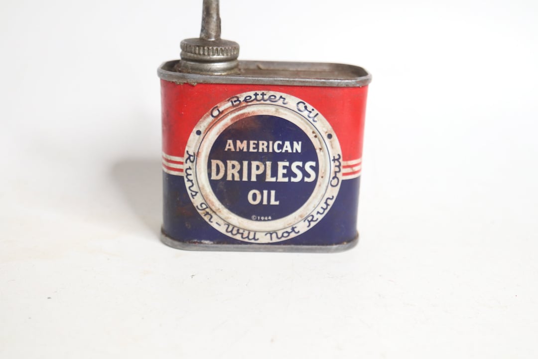 Vintage American Dripless Oil Tin Red White and Blue - Etsy