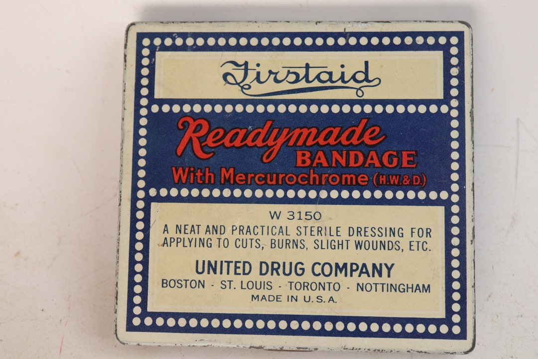 Vintage Readymade Bandage Tin - Advertising Tin - First Aid - Band Aide ...