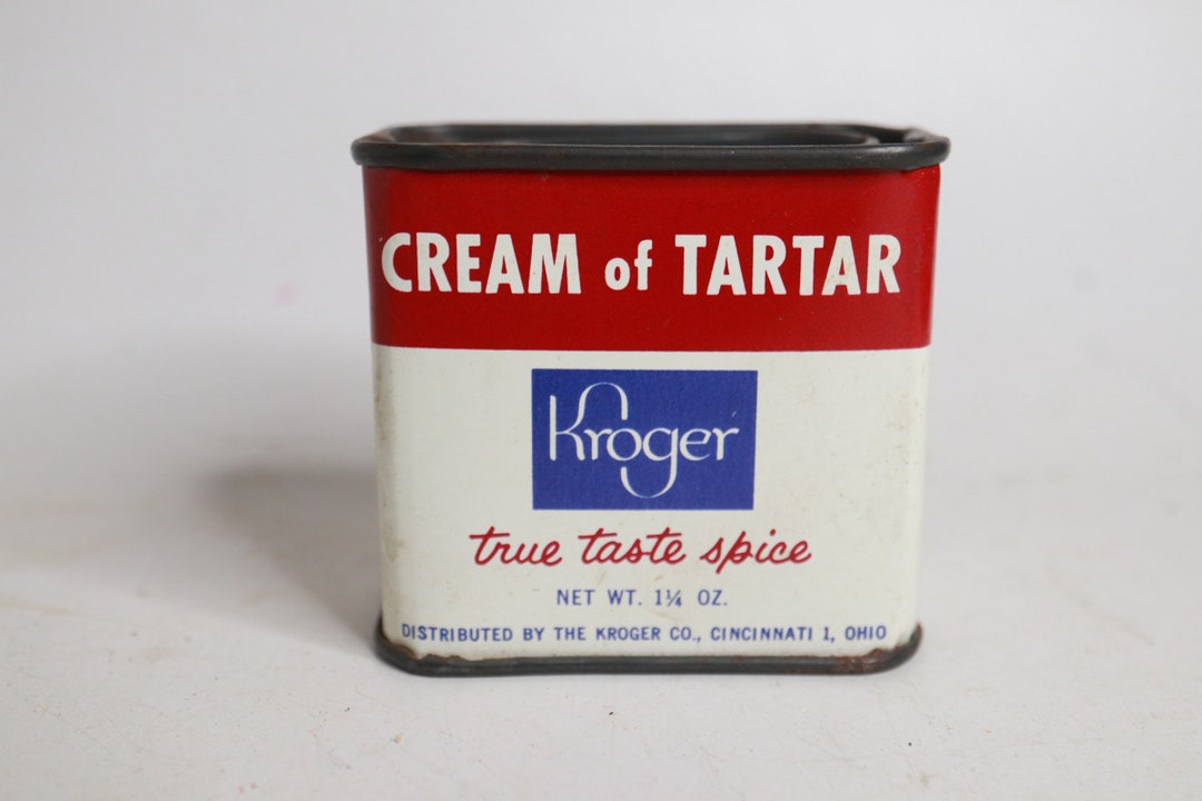 Vintage Spice Tin Kroger Spice Tin Cream of Tartar Red White and Blue ...