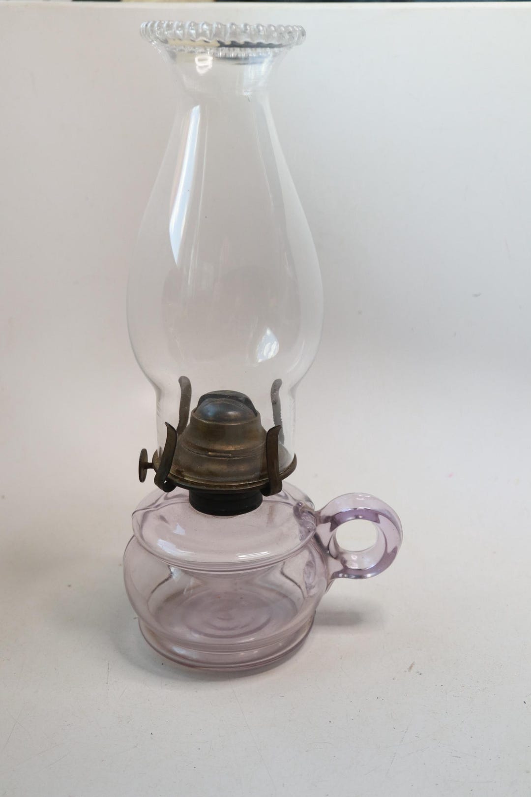 Antique Finger Lamp With Antique Burner and Chimney - Bull's Eye Bottom ...