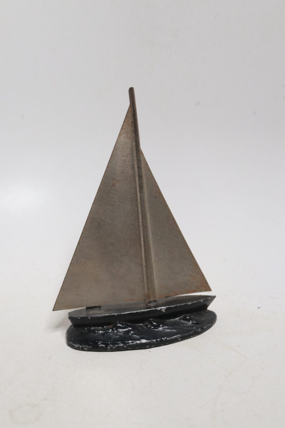 Vintage Sailboat Figurine Steel and Tin Sail 5 1/4 Tall Nautical ...