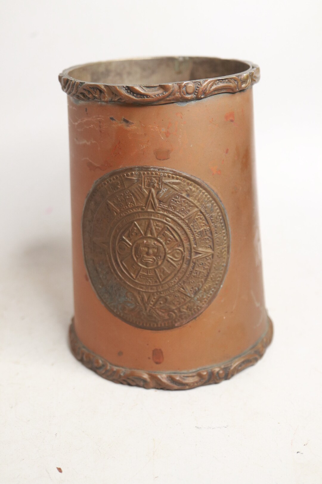 Vintage Copper Tankard - Mayan Calendar - Made in Mexico - Well Made ...