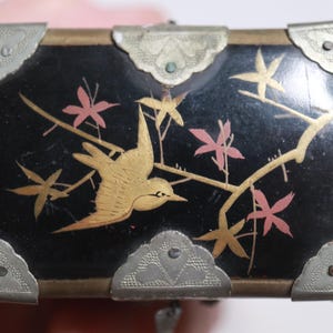 Vintage Chinese Lacquer Box Hand Painted Oriental Lacquer Box Trinket ...