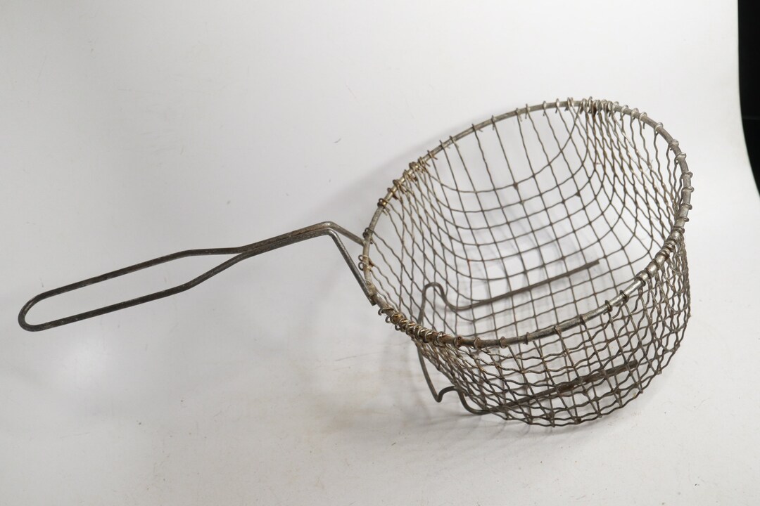 Vintage Crinkle Wire Basket Krinkle Wire Fry Basket Wire Strainer ...