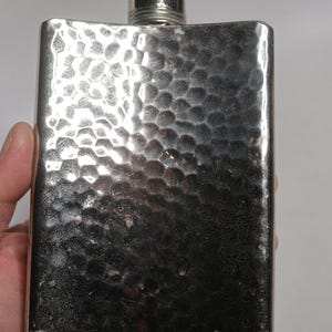 Vintage Hammered Surface Flask Split Cap Chrome Over Brass Tin Lined ...