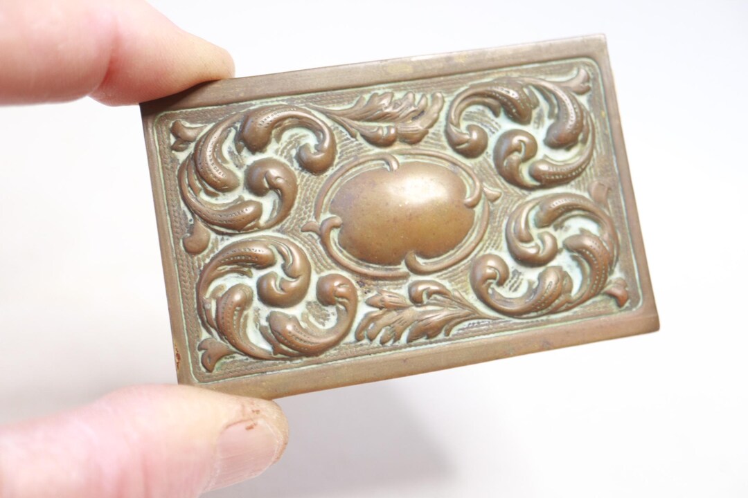 Antique Victorian Brass Match Box Holder - Rococo - Stamped Brass Match ...