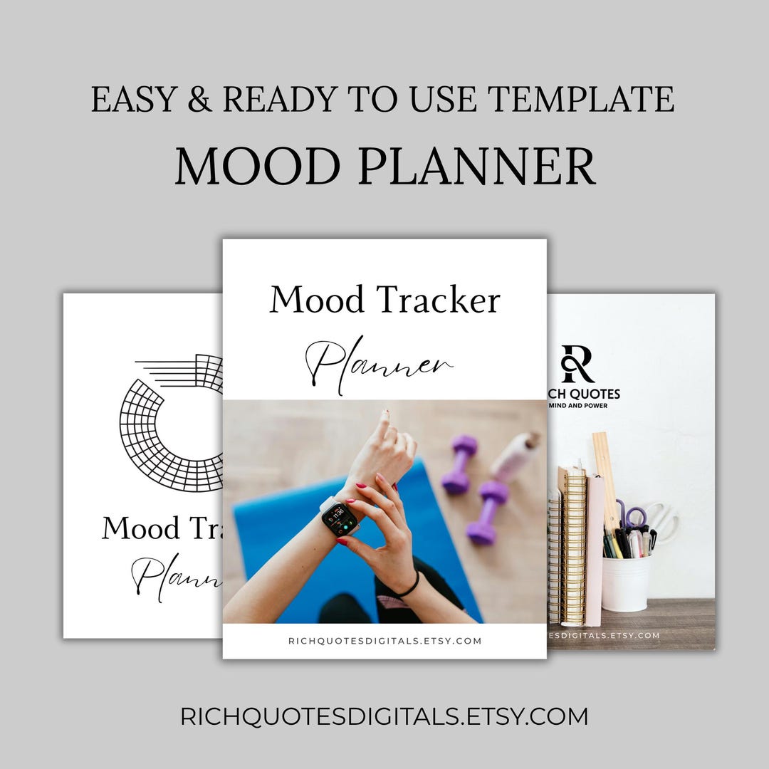 Mood Tracker Journal Daily Mood Tracker Wellbeing Journal Mental Health ...