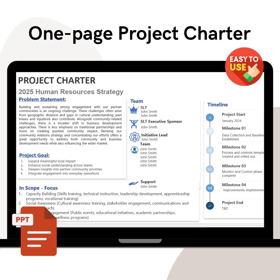 Project Charter Powerpoint Template | Professional & Simple Project ...