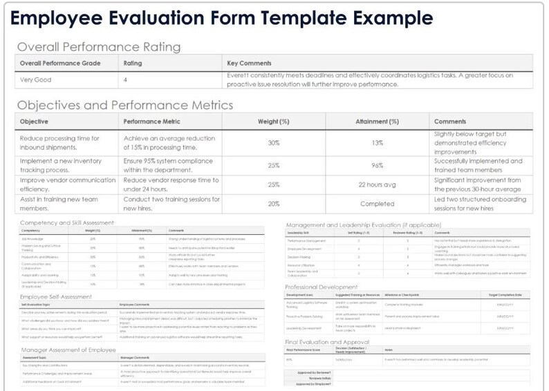 Employee Performance Review Template: 50+ Editable HR Forms (digital ...