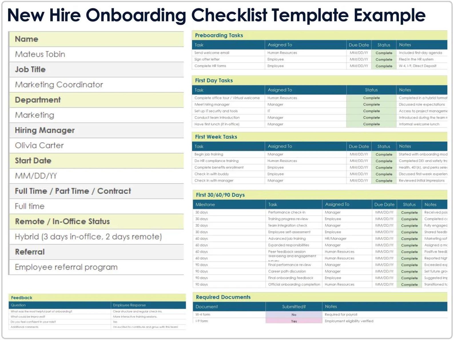 New Hire Onboarding Checklist Excel Template: HR Training Packet - Etsy