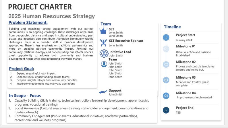Project Charter Powerpoint Template: Professional One-page Design (PPTX ...