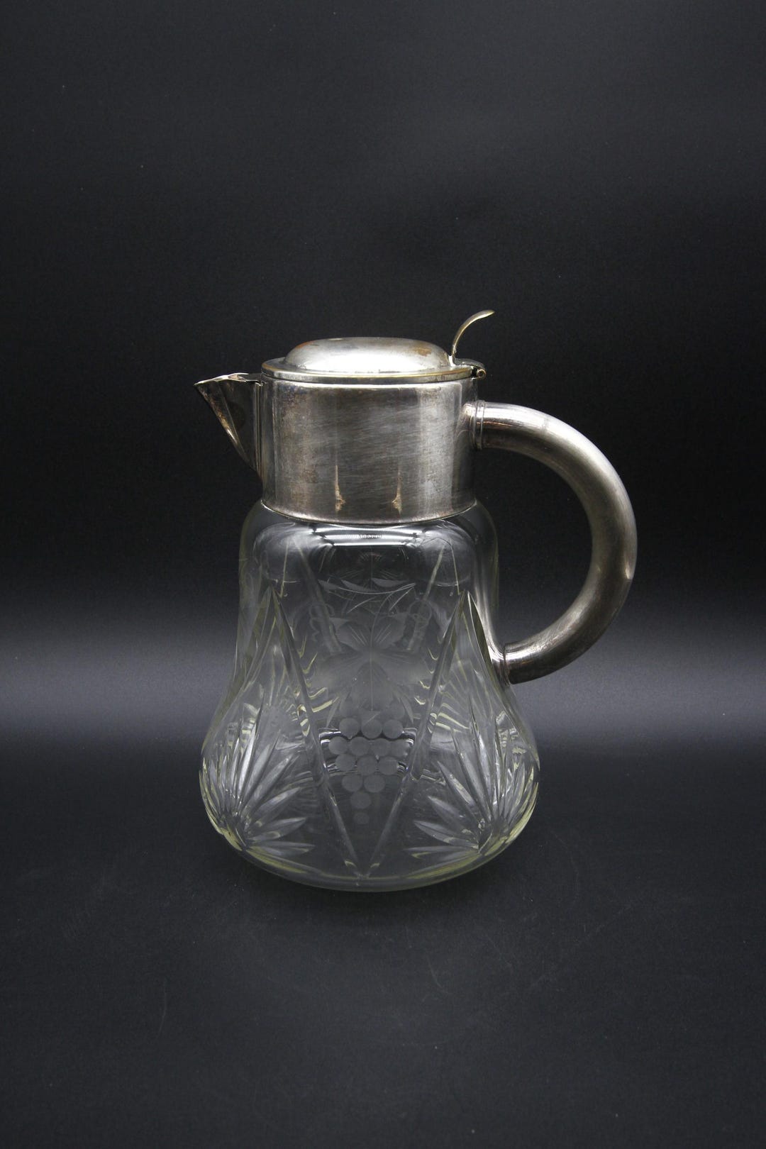 Vintage/antique Quist Prasente Crystal Glass Pitcher With Silver Plated ...