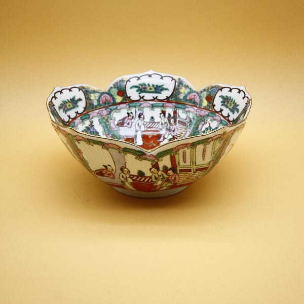 Large Rose Famille Bowl - Etsy