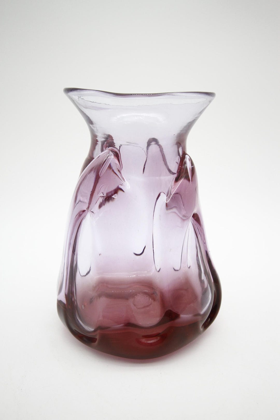 Hand Blown Cranberry Glass Vase With Flared Edge Czech Vintage 9 " - Etsy