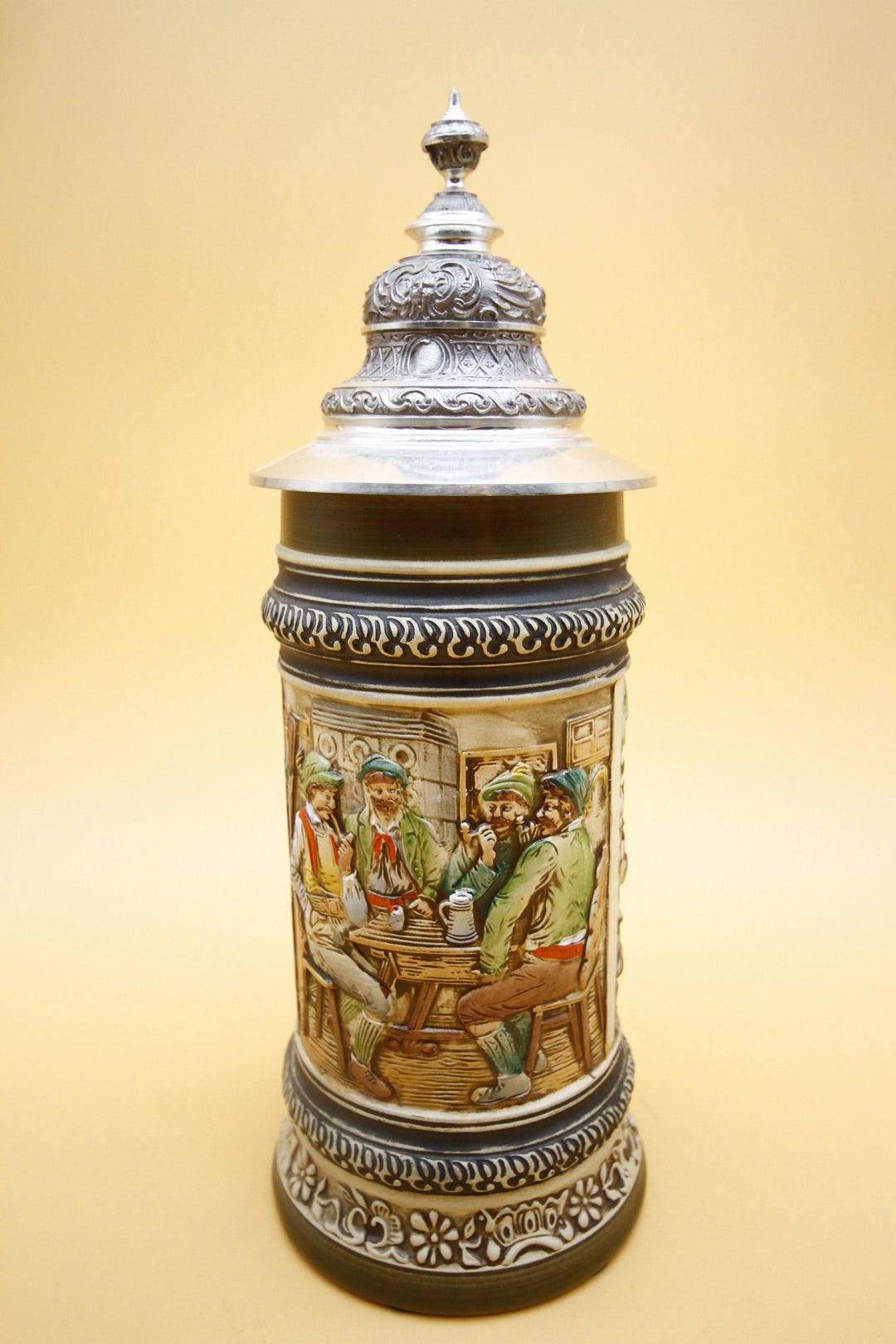 Gerz West Germany Beer Stein, Extra Large, Raised Relief, Hand Painted ...