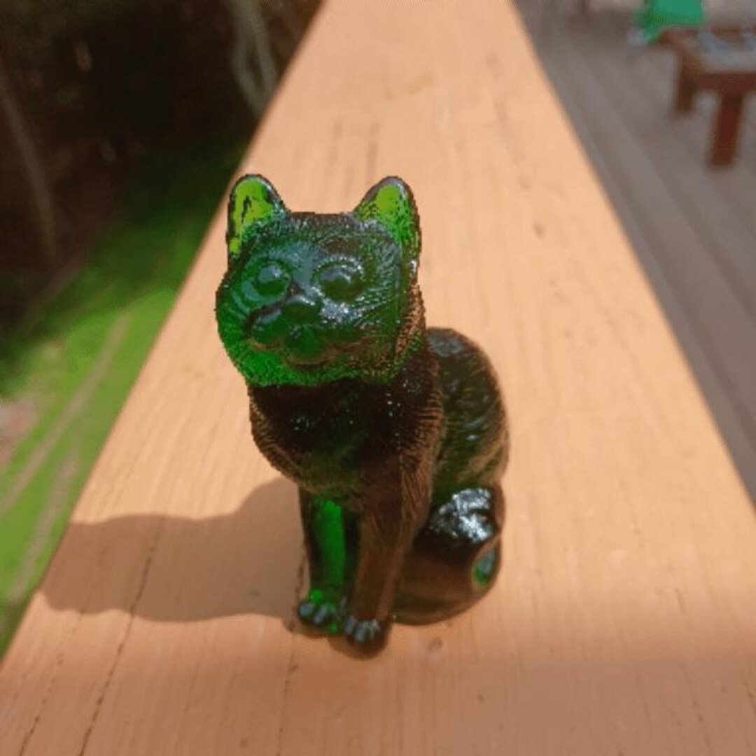 Mosser Green Glass Cat - Etsy