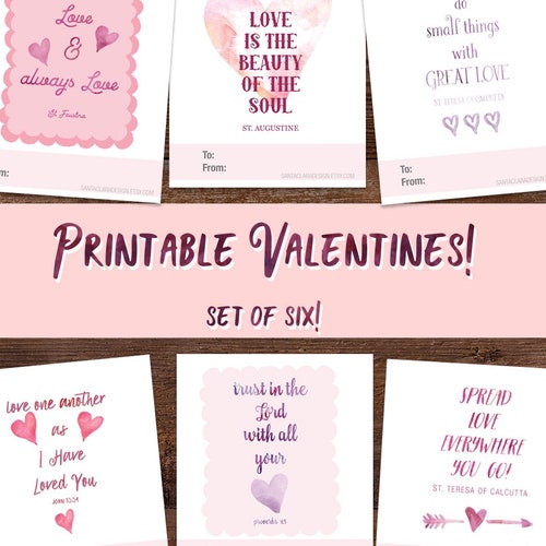 Saint Valentines Day Cards Printable Digital Download Catholic - Etsy
