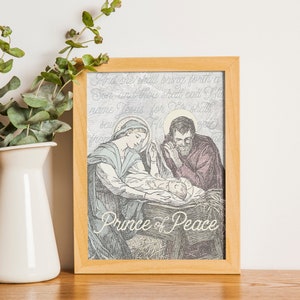Jesus, Mary and Joseph Nativity Art Print Christmas Advent Catholic ...