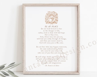 St Francis De Sales Prayer - Be at Peace, Confirmation Gift for Girl ...