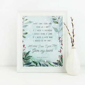 Christina Rossetti Poem Print: Catholic Christmas Advent Decor, Give My ...