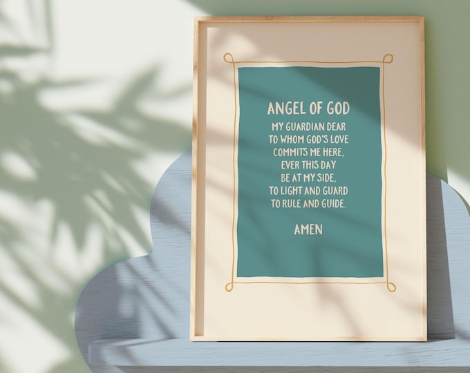 Angel of God Prayer, Catholic Prayer Card, Printable A4, Wall Art ...