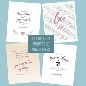 PRINTABLE Valentine Set of Four Valentine Prints 4 Catholic - Etsy