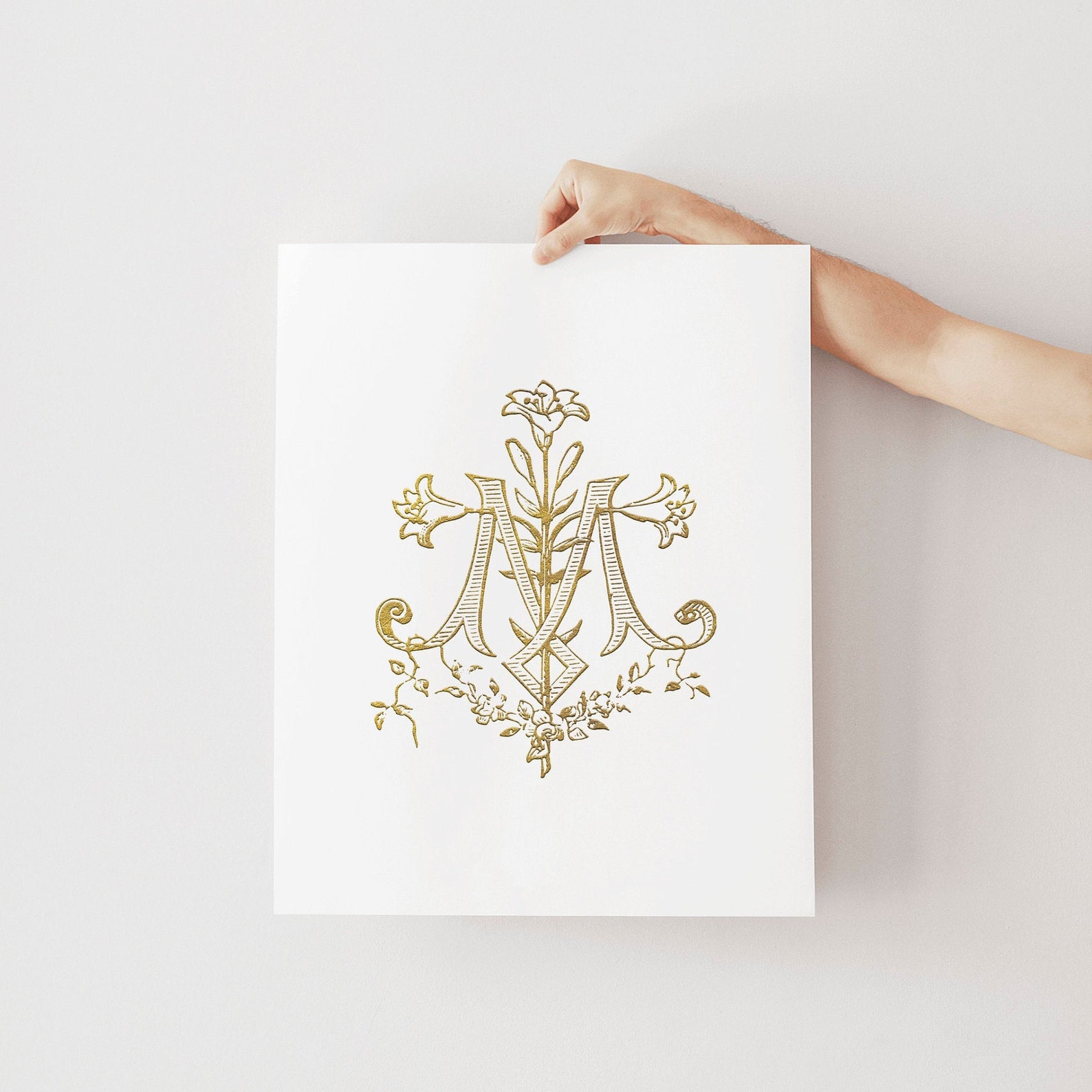 Marian Floral M Art Print Catholic Marian Art Catholic Wall - Etsy