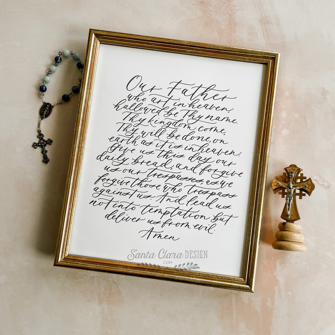 Our Father Prayer Print: Catholic Calligraphy Art, Farmhouse Decor - Etsy